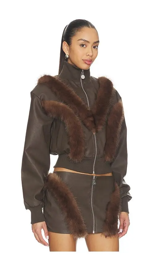 OW Faux Fur Trimmed Leather Jacket