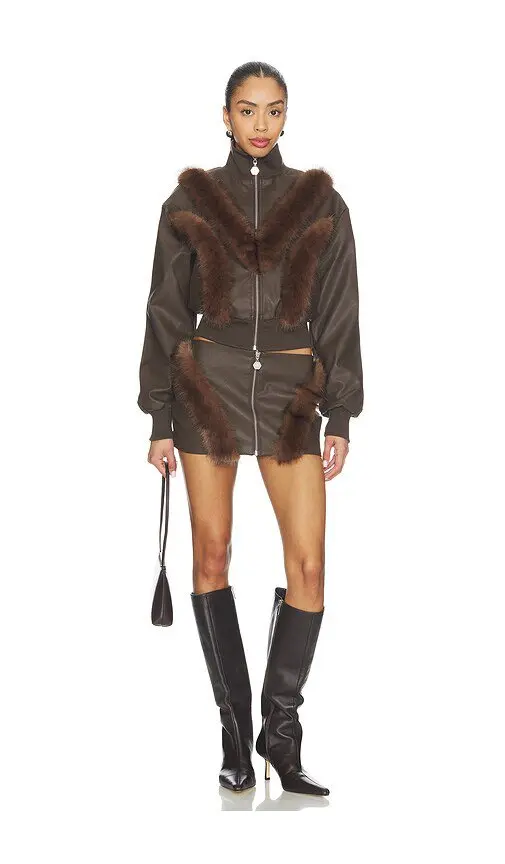 OW Faux Fur Trimmed Leather Jacket