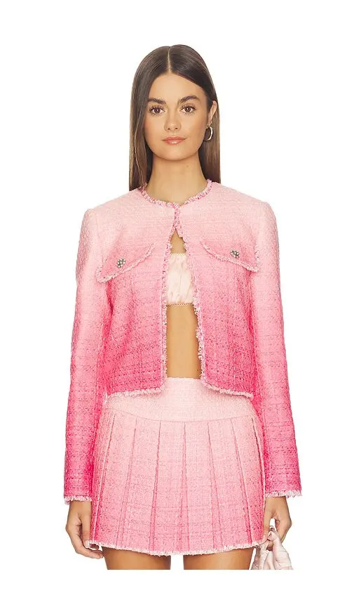 Alice + Olivia Dumont Tweed Boxy Jacket - Ascendent Ombre English Rose