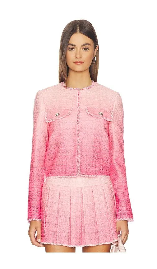 Alice + Olivia Dumont Tweed Boxy Jacket - Ascendent Ombre English Rose