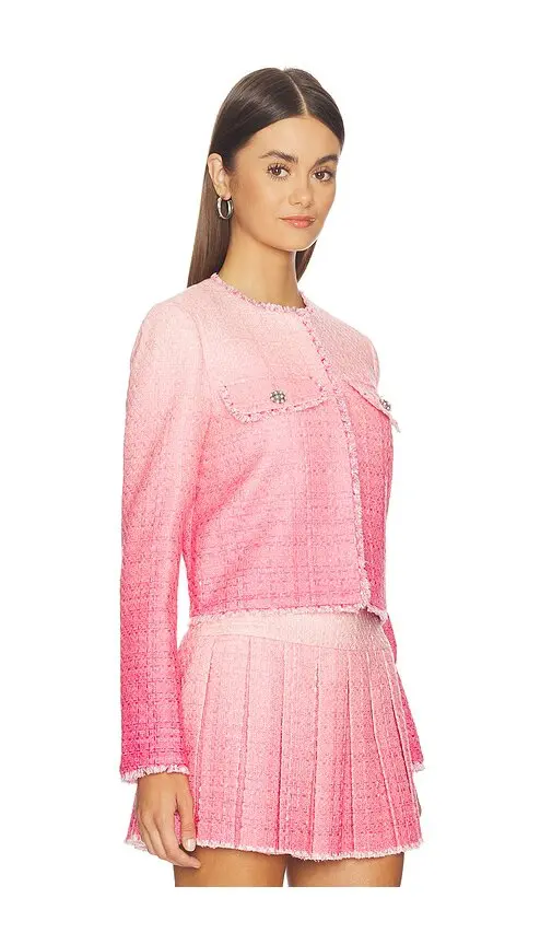Alice + Olivia Dumont Tweed Boxy Jacket - Ascendent Ombre English Rose