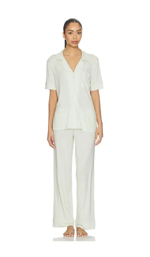 Eberjey Gisele Pajama Set In Sage - Seafoam & Ivory