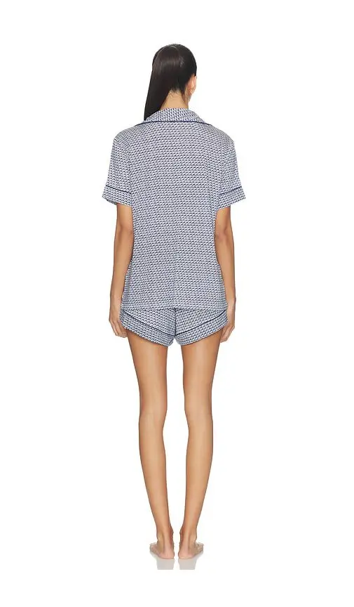 Eberjey Gisele Printed Relaxed Short Pajama Set In Navy - Seashell Navy
