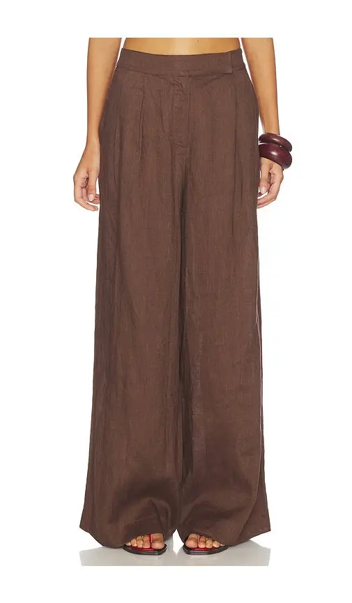 AEXAE Linen Palazzo Trouser - Brown