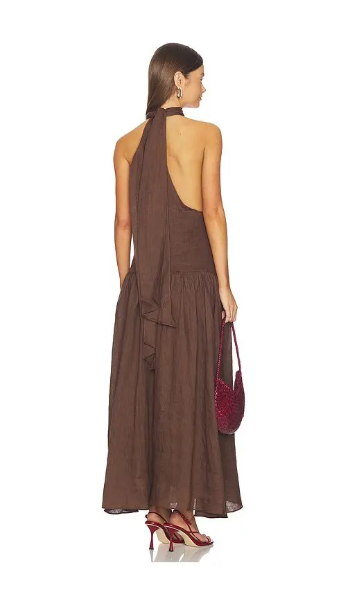 halter neck white maxi dress White Striped Halter Neck Maxi Dress