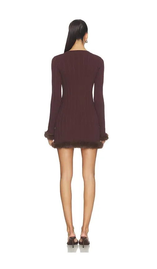 SNDYS. Pearse Faux Fur Trim Mini Dress