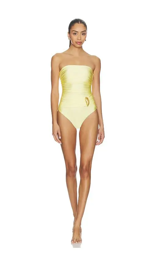 Simkhai Lorena Shell Strapless One Piece - Buttercream