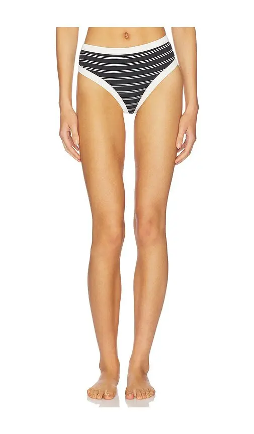 KYA Josie Reversible Bikini Bottom - Striped Onyx & Onyx