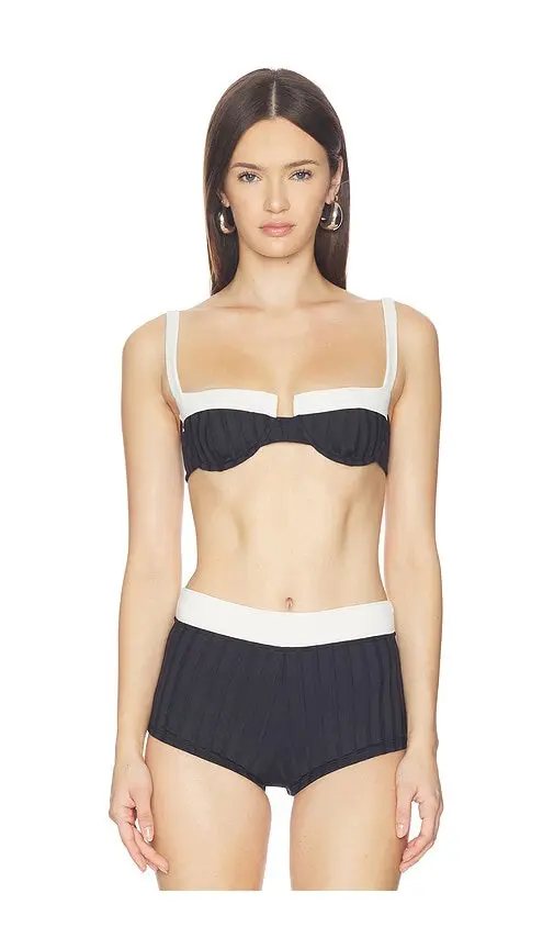 KYA Jolene Reversible Bikini Top - Ribbed Onyx