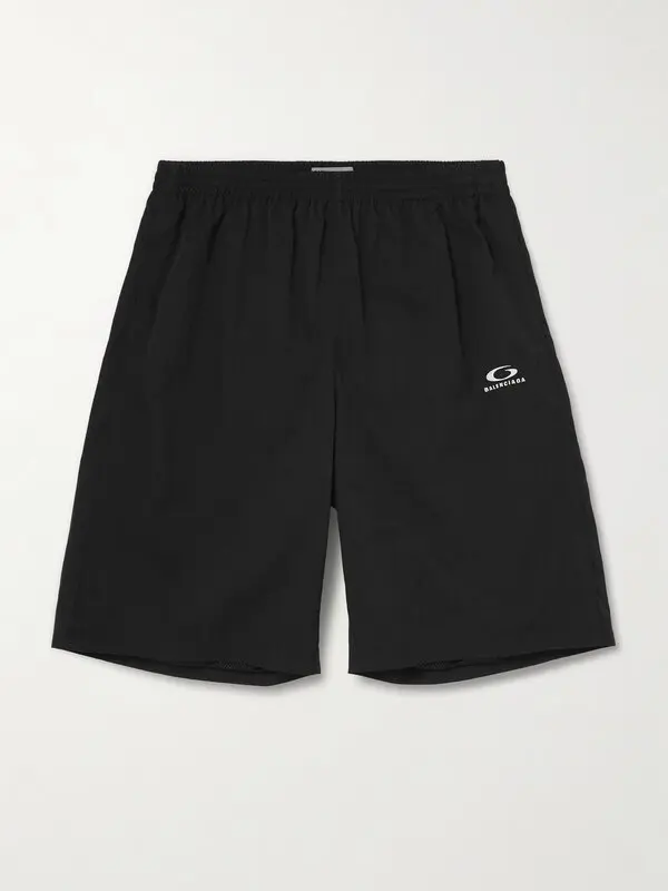 Balenciaga Wide-leg Logo-embroidered Shell Shorts