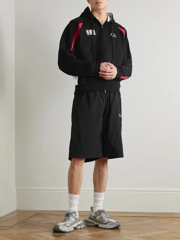 Balenciaga Wide-leg Logo-embroidered Shell Shorts