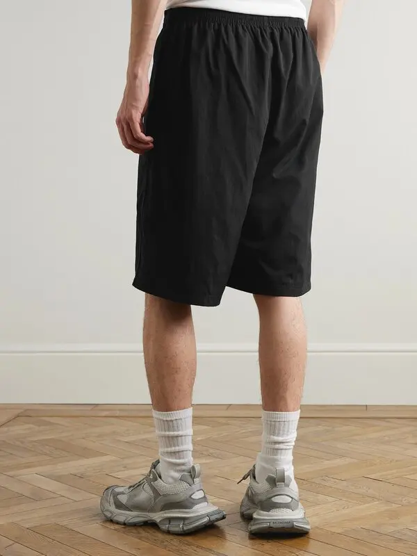 Balenciaga Wide-leg Logo-embroidered Shell Shorts