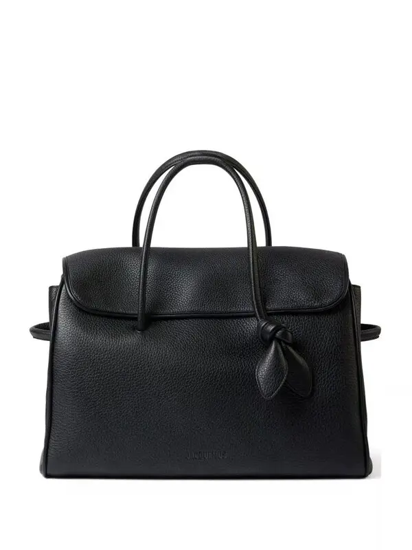 Jacquemus Turismo Knotted Flap Leather Tote - Black