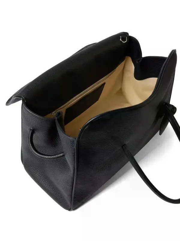 Jacquemus Turismo Knotted Flap Leather Tote - Black