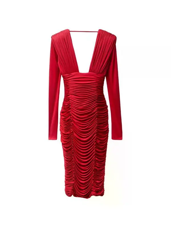 Versace Midi Draped Silk Crêpe Jersey Dress