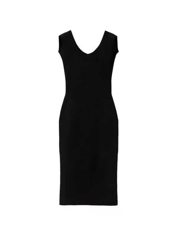 Versace Ribbed Knit Off-shoulder Midi Dress