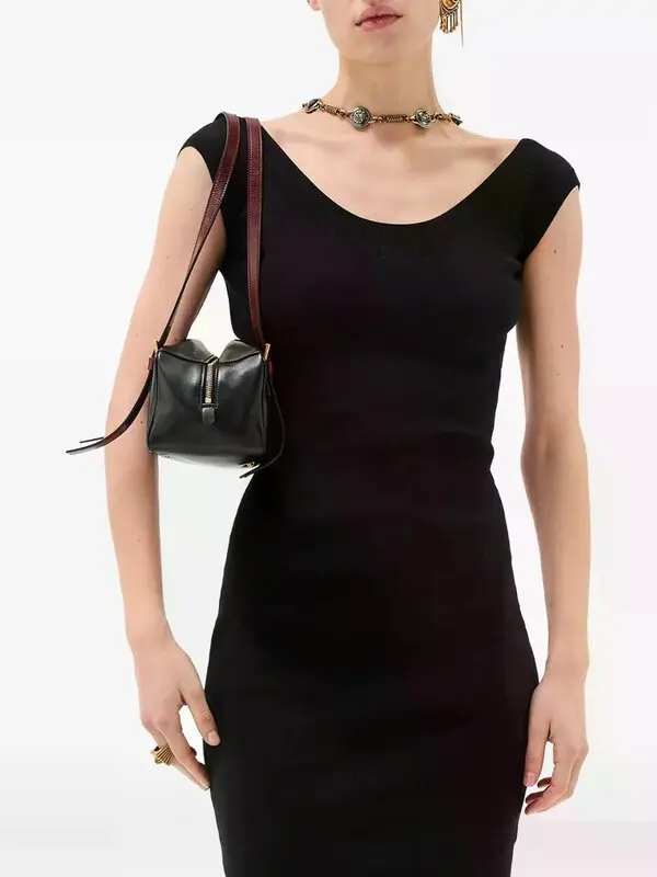 Versace Ribbed Knit Off-shoulder Midi Dress