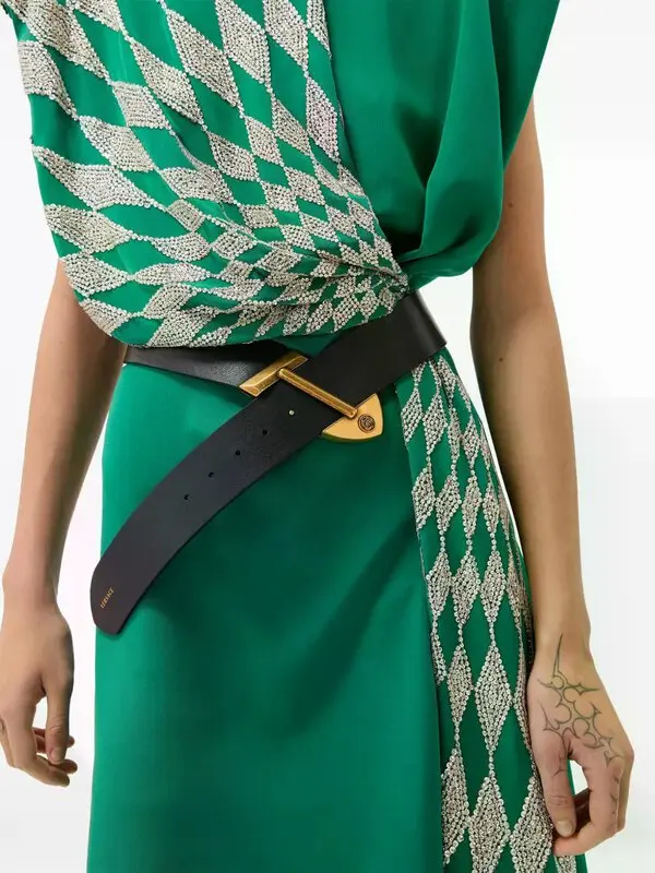 Versace Leather Belt With Medusa Hardware