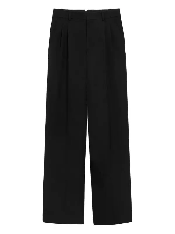 AMI Paris Wool Canvas Wide Leg Trousers