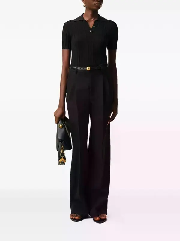AMI Paris Wool Canvas Wide Leg Trousers