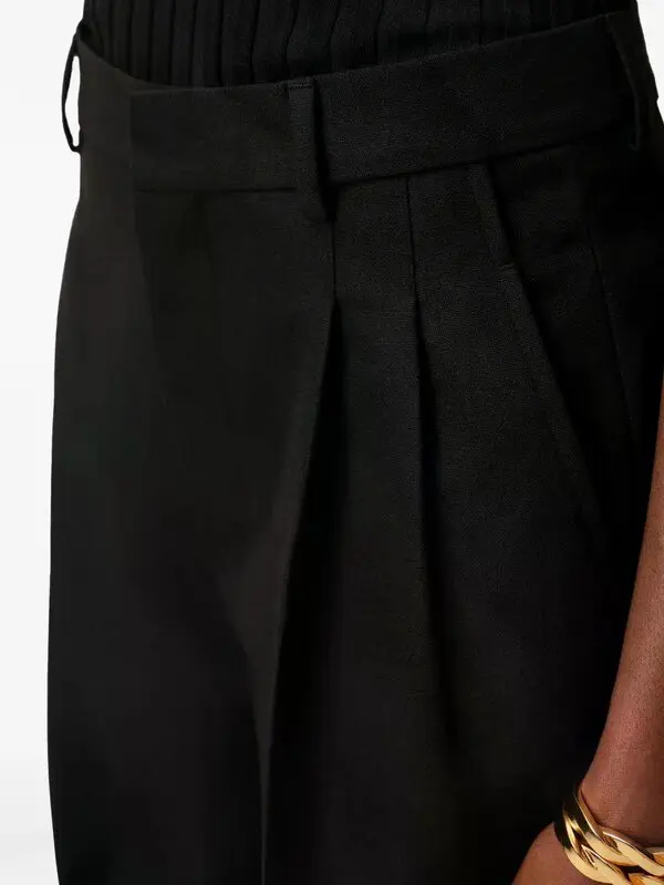 AMI Paris Wool Canvas Wide Leg Trousers