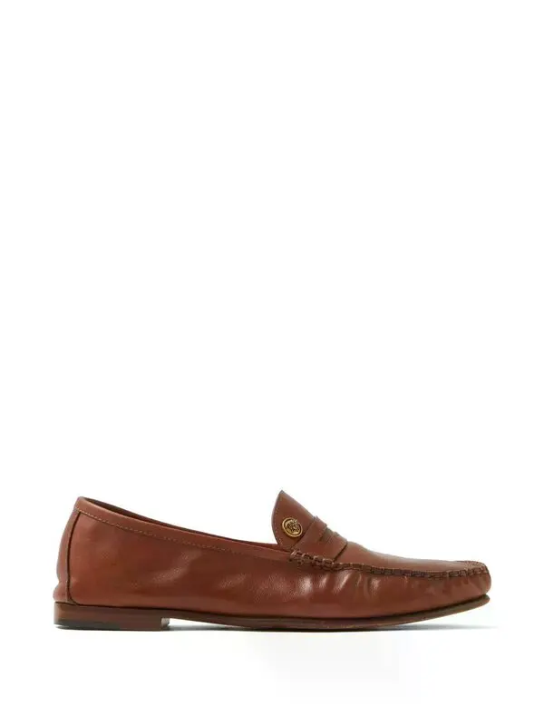 Versace Guanto Leather Loafers With Medusa Hardware - Brown