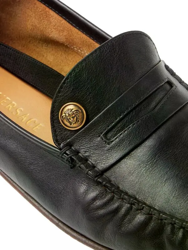 Versace Guanto Leather Loafers With Medusa Hardware - Black