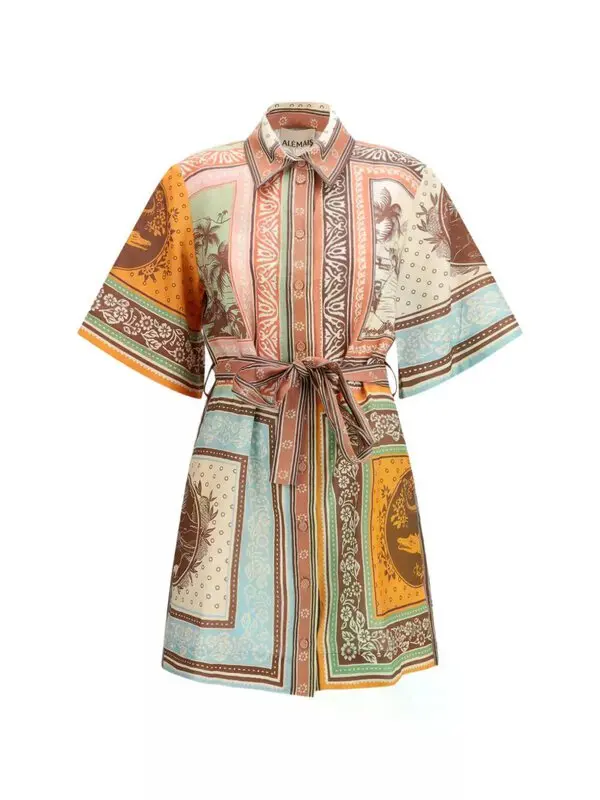 ALEMAIS Printed Mini Shirtdress