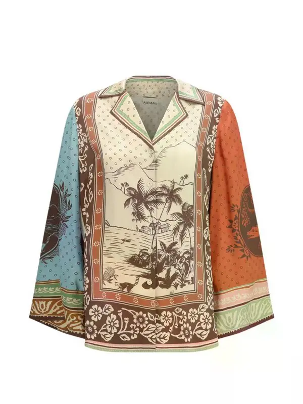 ALEMAIS Graphic-print Long Sleeve Shirt - Neutrals