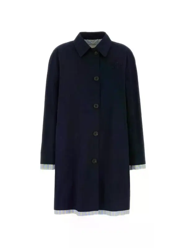 Miu Miu Single-breasted Poplin Coat With Check Print Lining