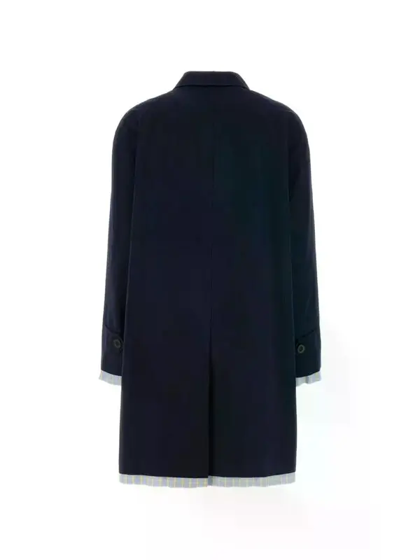 Miu Miu Single-breasted Poplin Coat With Check Print Lining