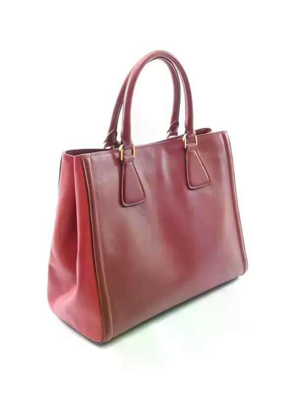Prada 2000s Triangle-logo Leather Handbag - Red