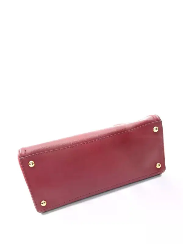 Prada 2000s Triangle-logo Leather Handbag - Red