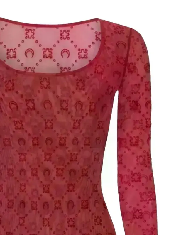 MARINE SERRE Moonogram Mesh Long Sleeve T-shirt - Red