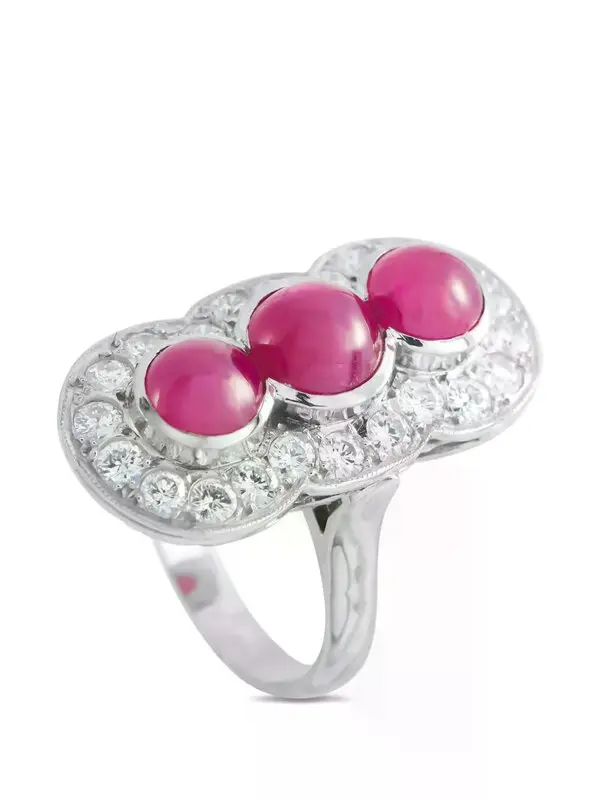 LB EXCLUSIVE Platinum, Diamond, And Ruby Ring - Silver