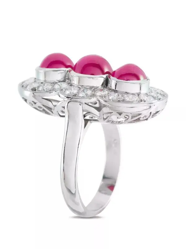 LB EXCLUSIVE Platinum, Diamond, And Ruby Ring