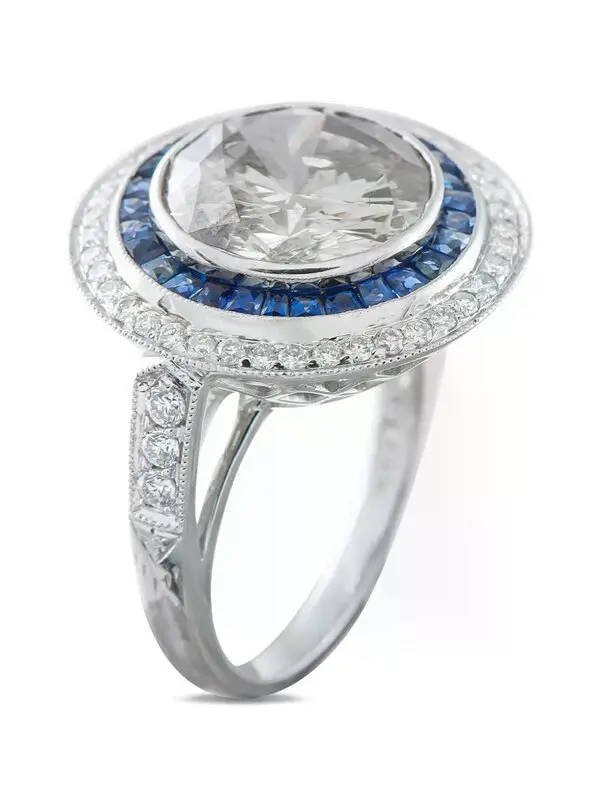 LB EXCLUSIVE Platinum Diamond And Sapphire Ring