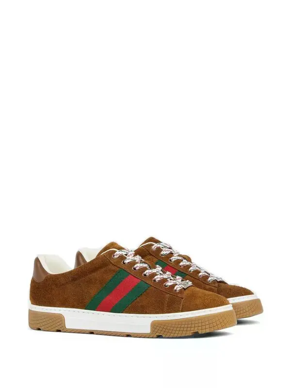 Gucci Ace Web-detail Suede Sneakers - Brown