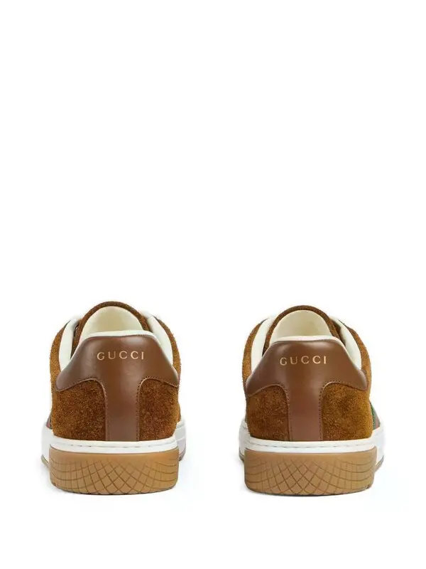 Gucci Ace Web-detail Suede Sneakers - Brown