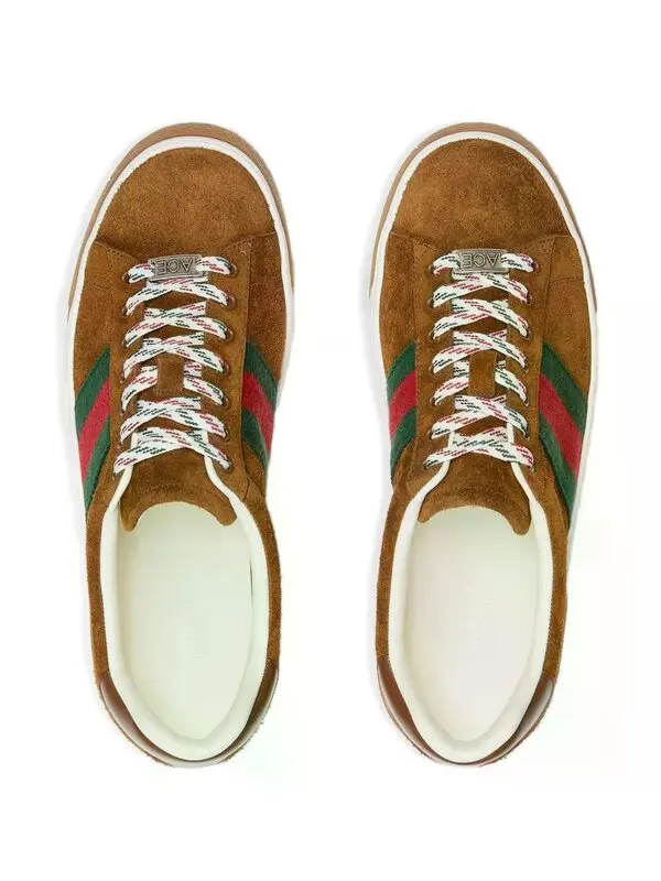 Gucci Ace Web-detail Suede Sneakers - Brown