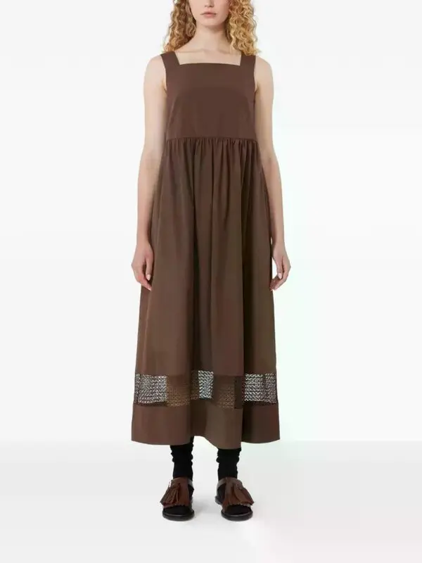 Max Mara Square-neck Lace-panel Midi Dress