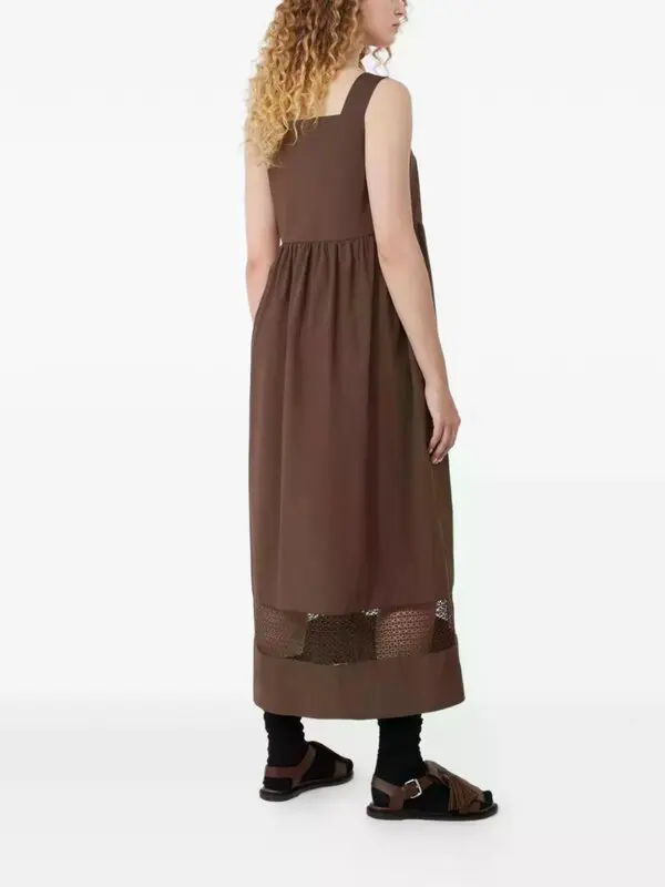 Max Mara Square-neck Lace-panel Midi Dress