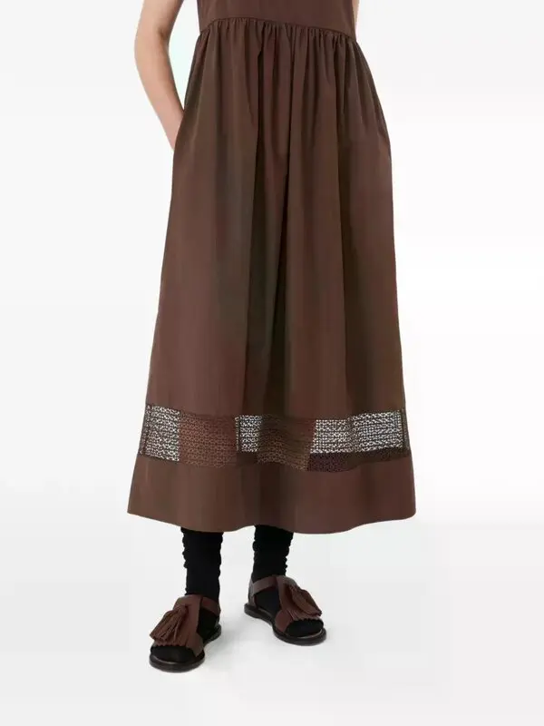 Max Mara Square-neck Lace-panel Midi Dress