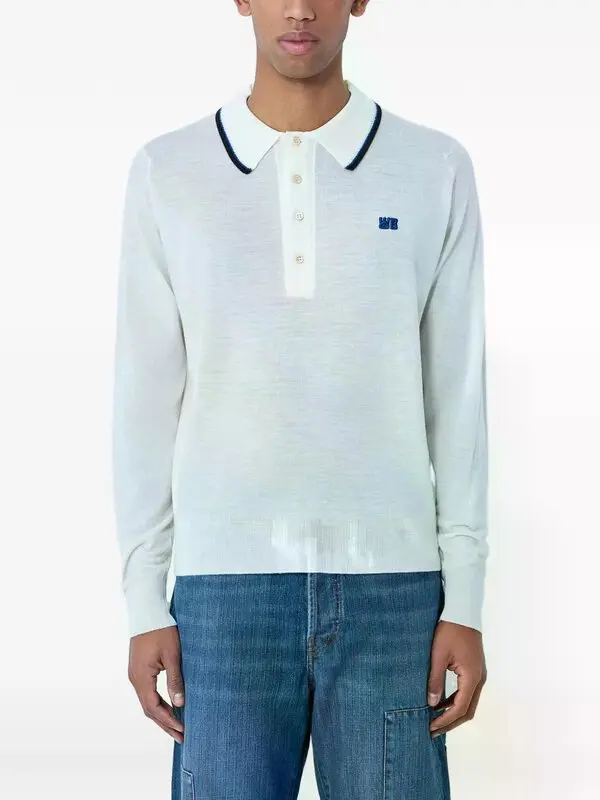 WALES BONNER Point-collar Knitted Polo Shirt