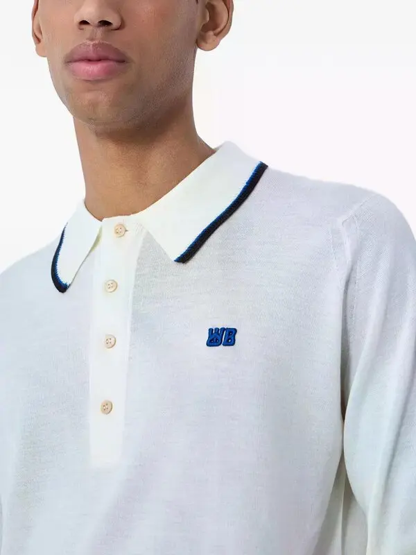 WALES BONNER Point-collar Knitted Polo Shirt