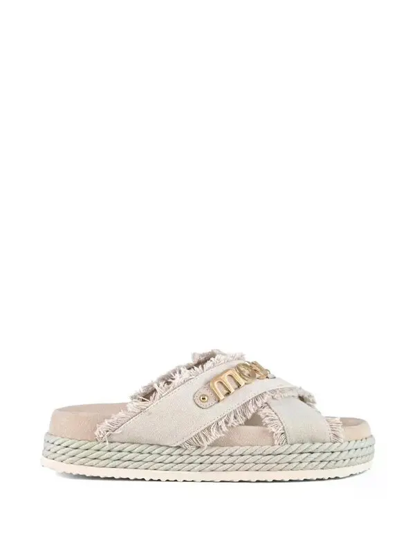 Mou Canvas Criss-cross Sandals - Neutrals