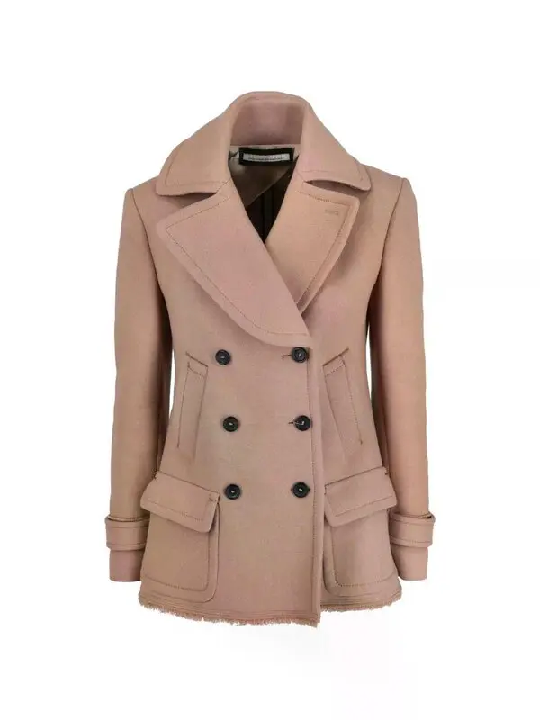 Aquilano.Rimondi Double-breasted Coat With Fringed Hem