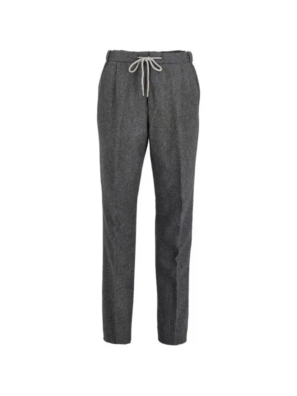 Vintage Drawstring-waist Wool Trousers - Grey