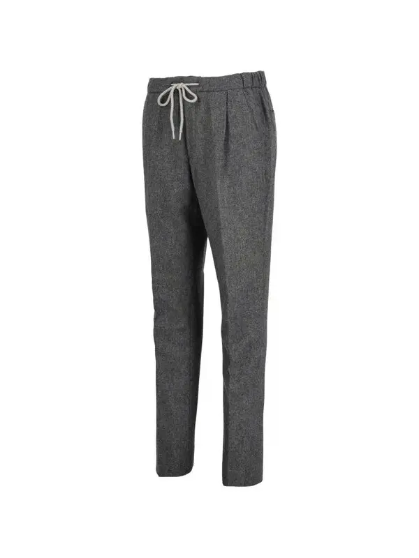 Vintage Drawstring-waist Wool Trousers - Grey