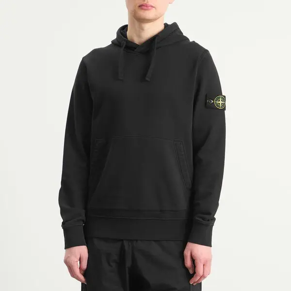Stone Island Garment Dyed Hoodie - Black